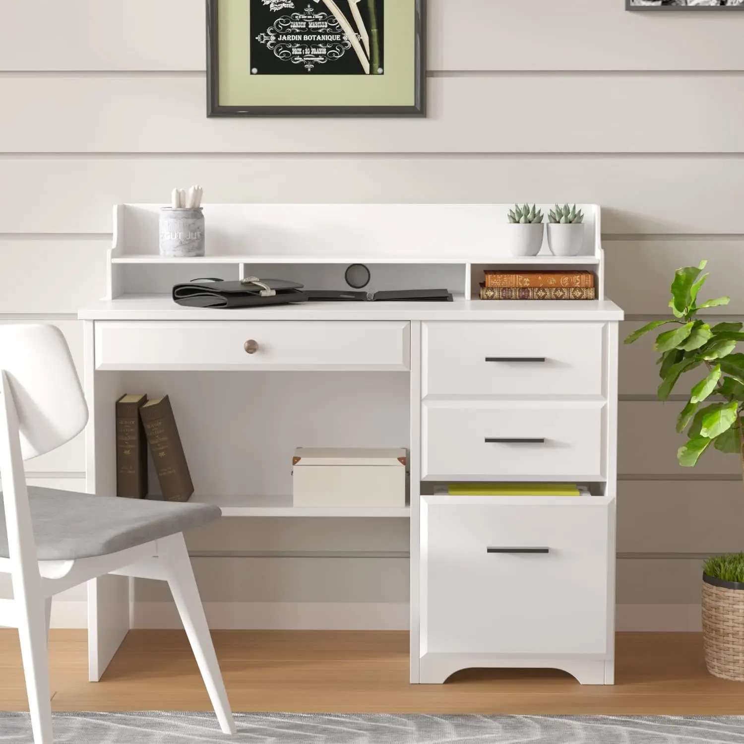 Home Office Furniture White Desk With Drawers,Wood Executive Computer ...