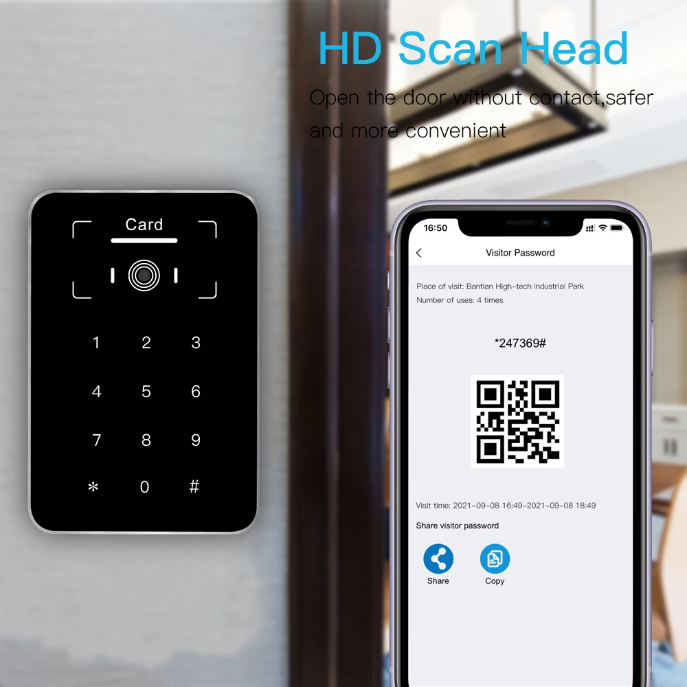 Qr Code Access Control Reader Door Password Opener Scanning Dynamic Qr ...