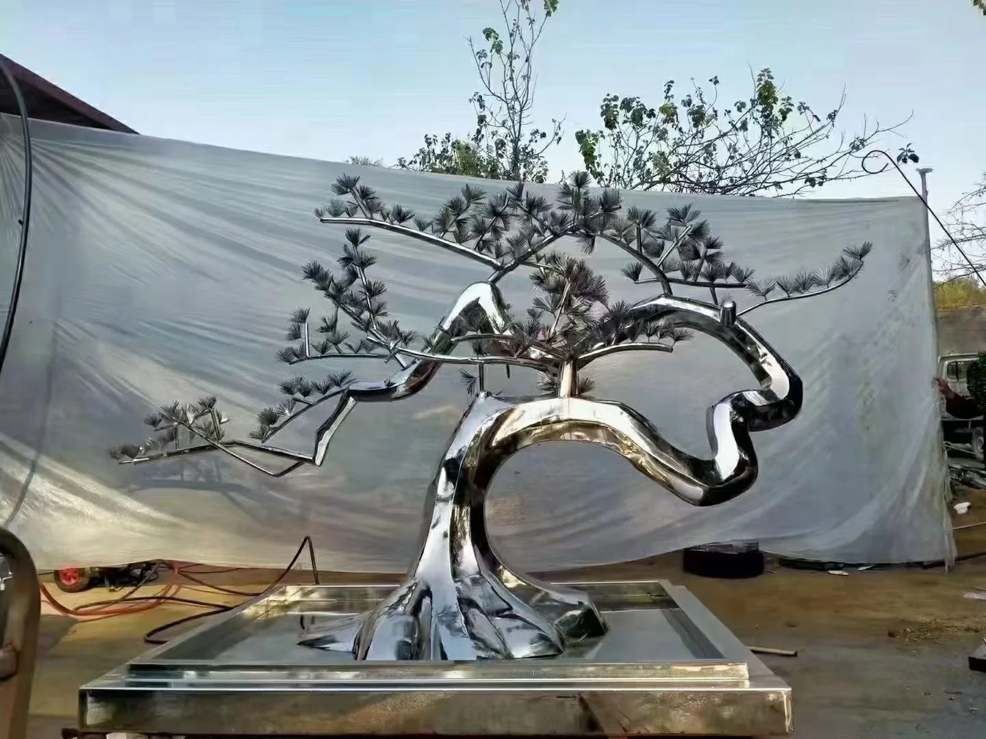 Popular Modern Style Outdoor Metal Plant Decorated Stainless Steel Tree ...