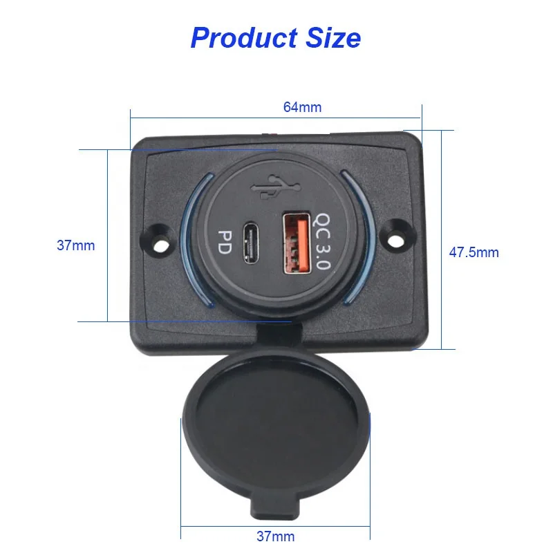 DC 12V 24V Panel Surface Mount - Train, Marine, Bus USB Charger