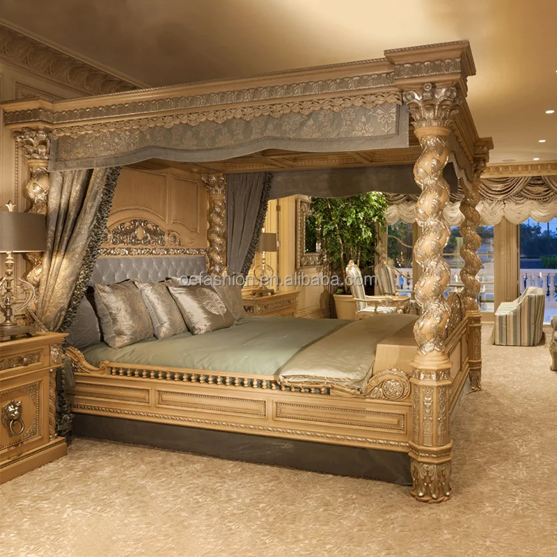 OE-FASHION Custom European Style Solid Wood Double Bed