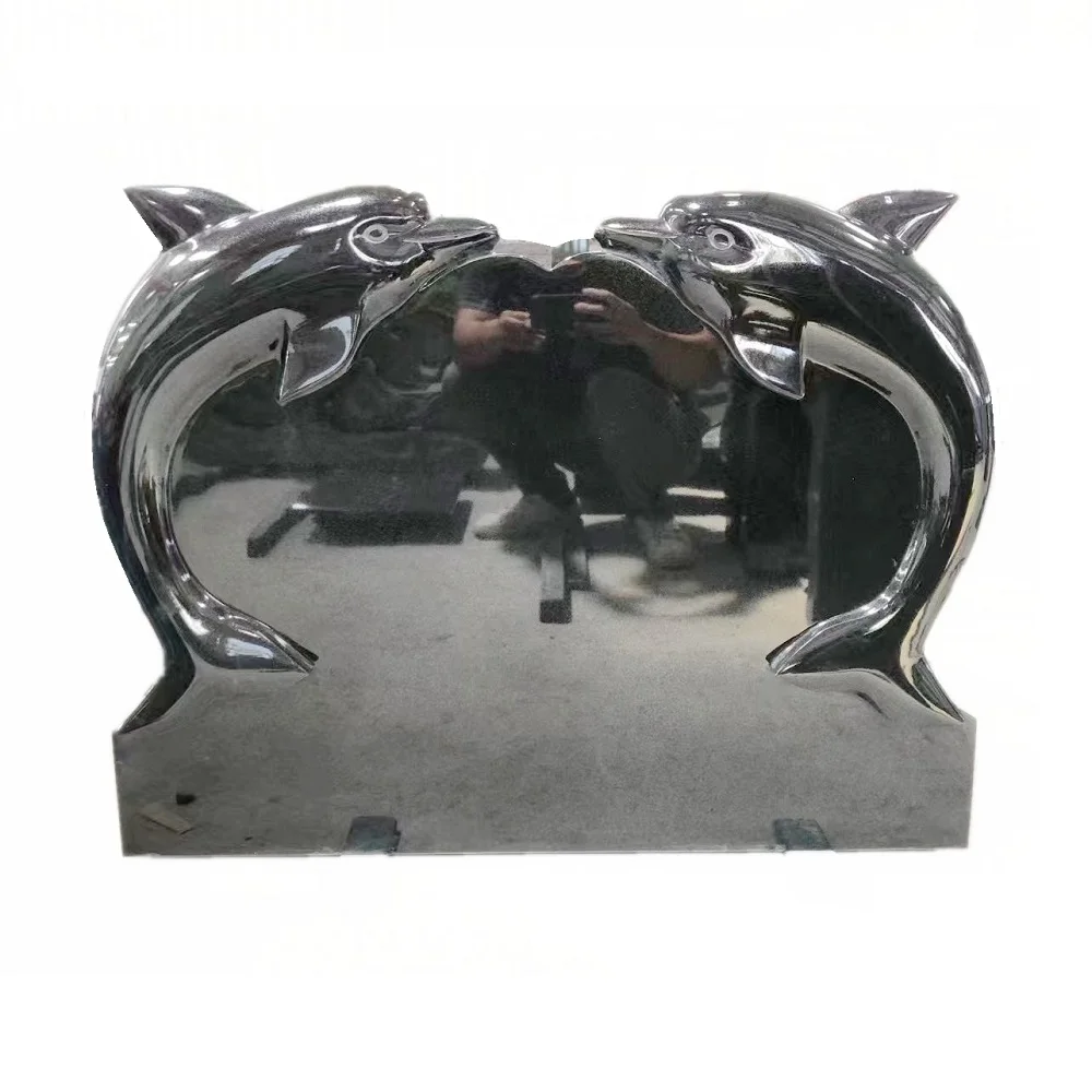 Black Granite Stone Dolphin Headstone Tombstone With Dolphins| Alibaba.com