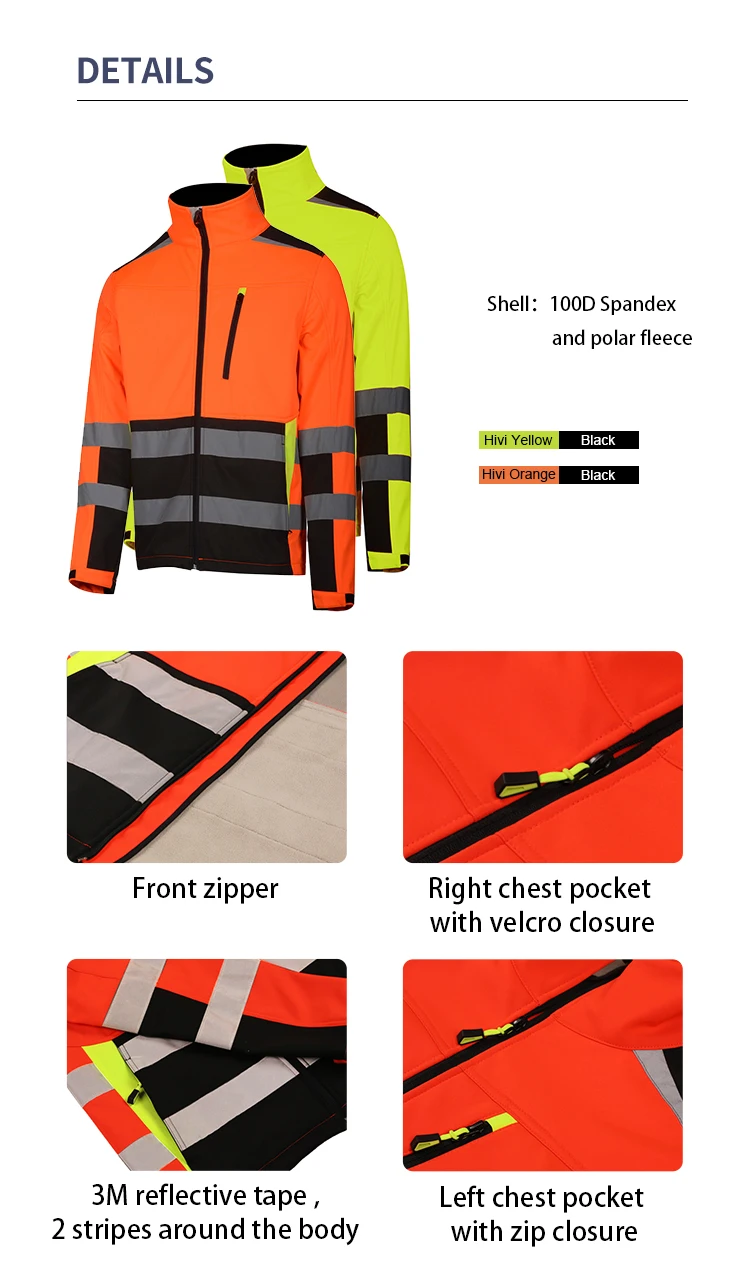 Custom Hi-vis Yellow Reflective Winter Jacket Worksuits For Men ...