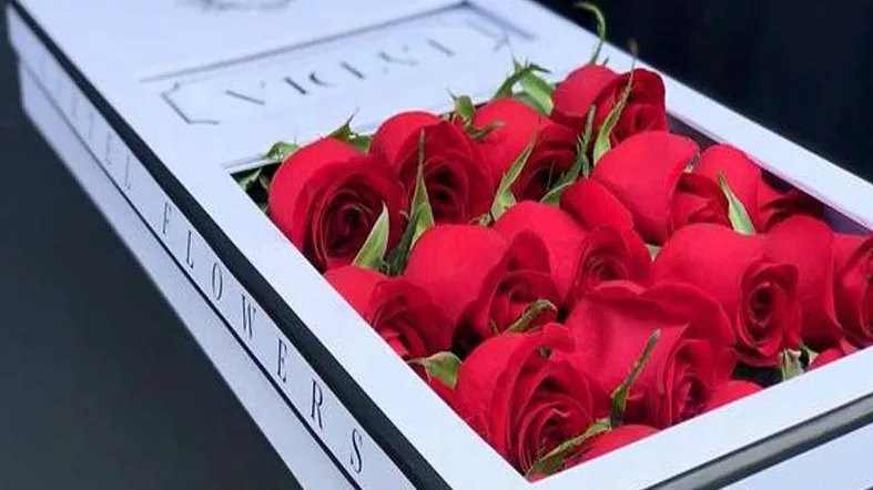 Valentine's Day Long Stem Roses Blooming Flower Box With Plastic Window ...