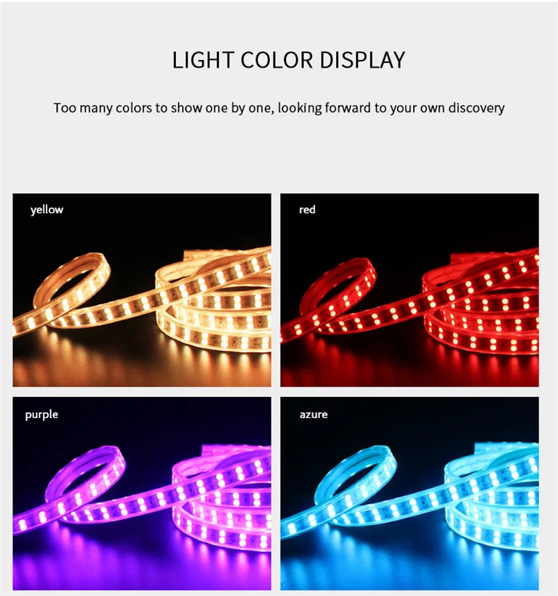 220v Ip65 Pvc Cover Smd 5050 220v Rgb Led Strip 60 72 120 Leds Flexible ...