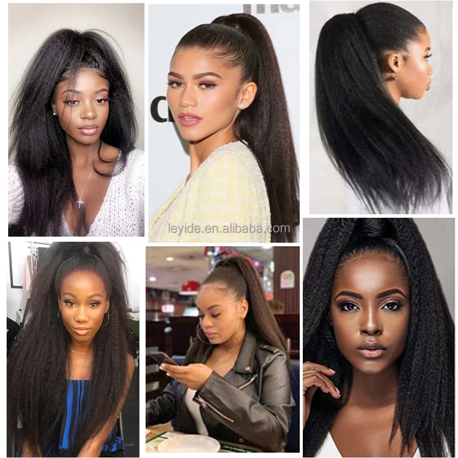 AliLeader 22'' Afro Yaki Straight Drawstring Ponytails for Black Women ...