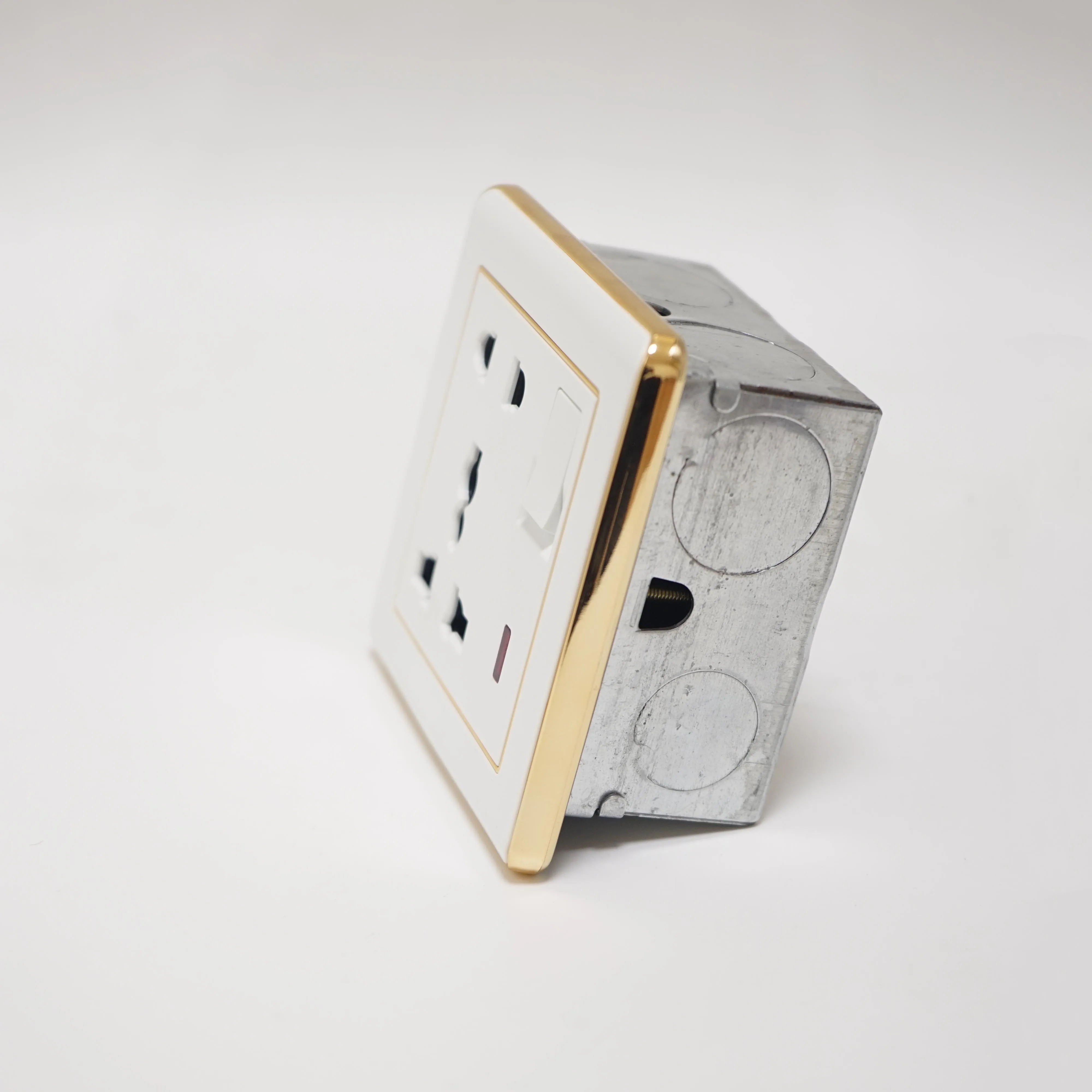 V8 Range 1 Gang Switch +5 Pin Socket + Neon White Color Silver ...