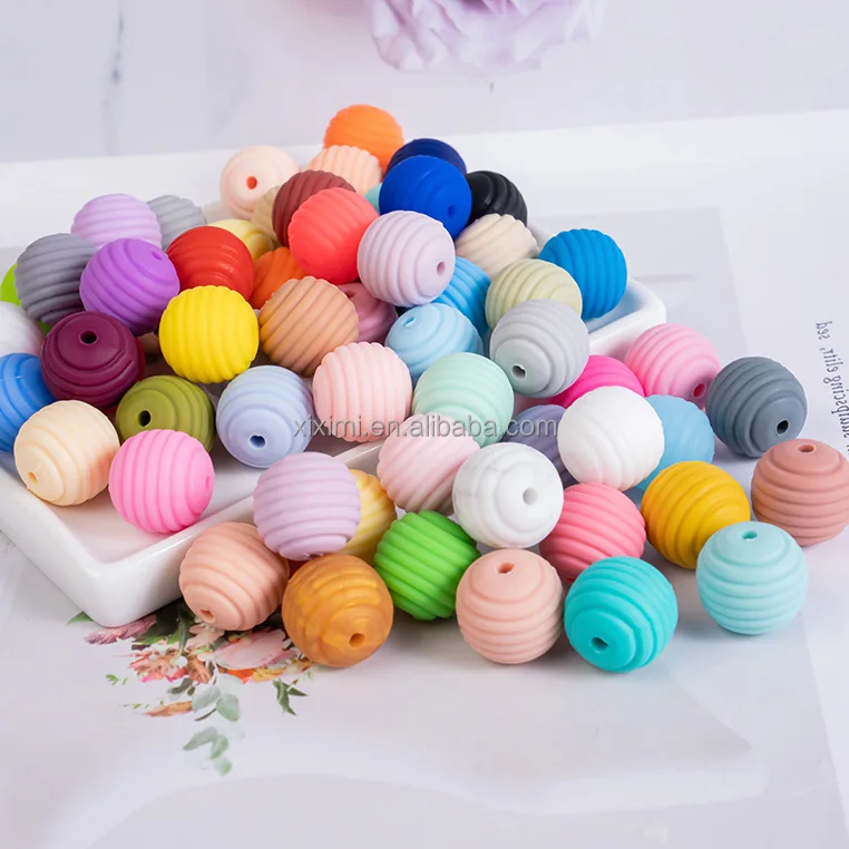 Xiximi Wholesale Bpa Free Soft Thread 15mm Silicone Beads Bulk for Baby ...