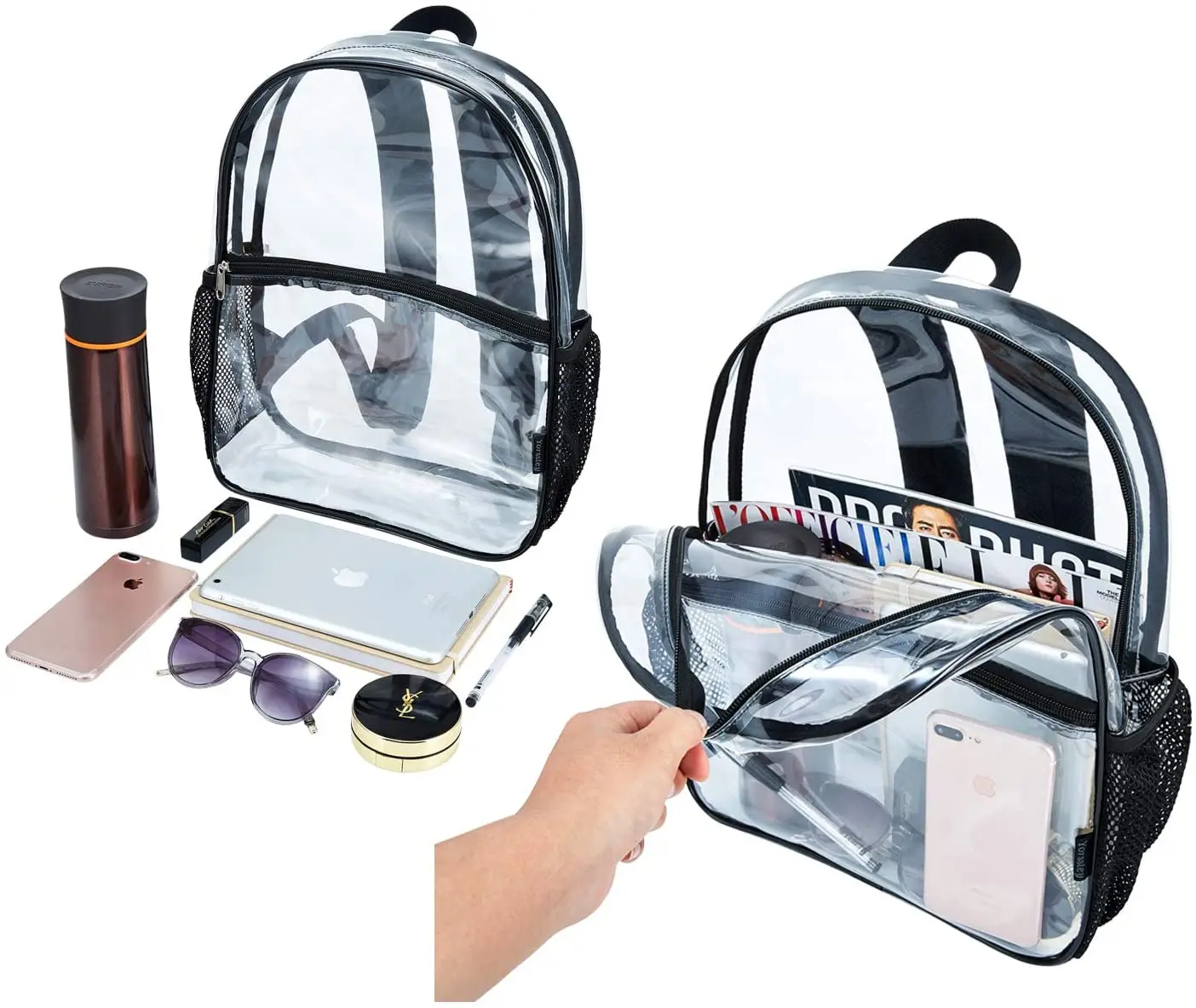 Clear Backpack Stadium Sport Heavy Duty School See Through Transparent ...