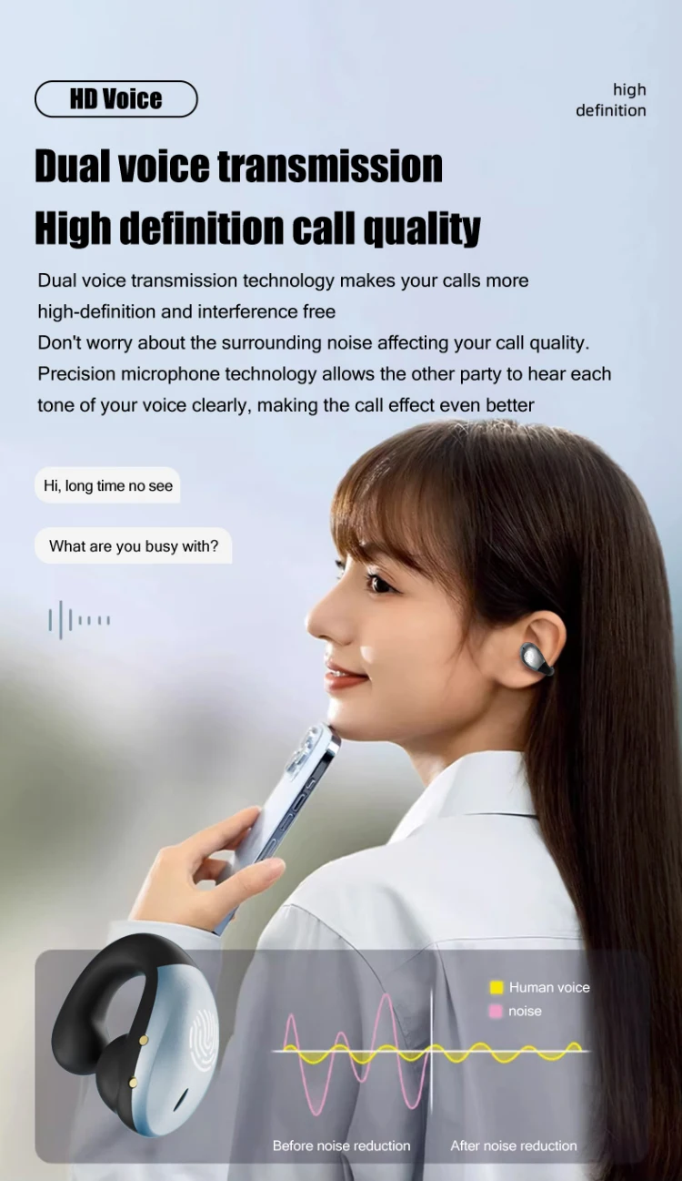 AS01 Waterproof Ear-Hook Earphone - LED Display & Bluetooth V5.3