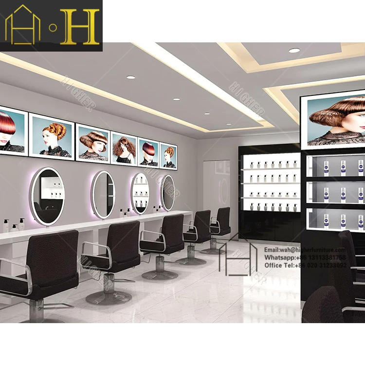 Barber Styling Station Hair Salon Mirrors Dressing Table With Mirror ...