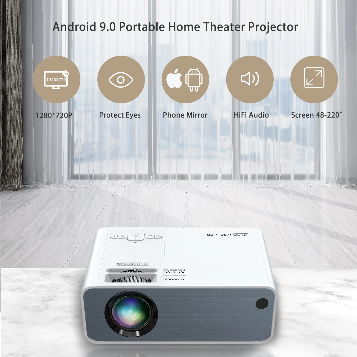 Full HD 1080P Smart Android Wifi LCD Video Laser Projector HiFi Speaker ...
