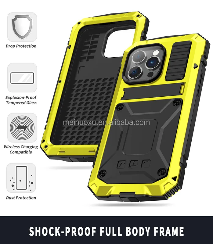 Heavy Duty Metal Armor Full Body Case For Iphone 15 14 13 12 11 Pro Max ...