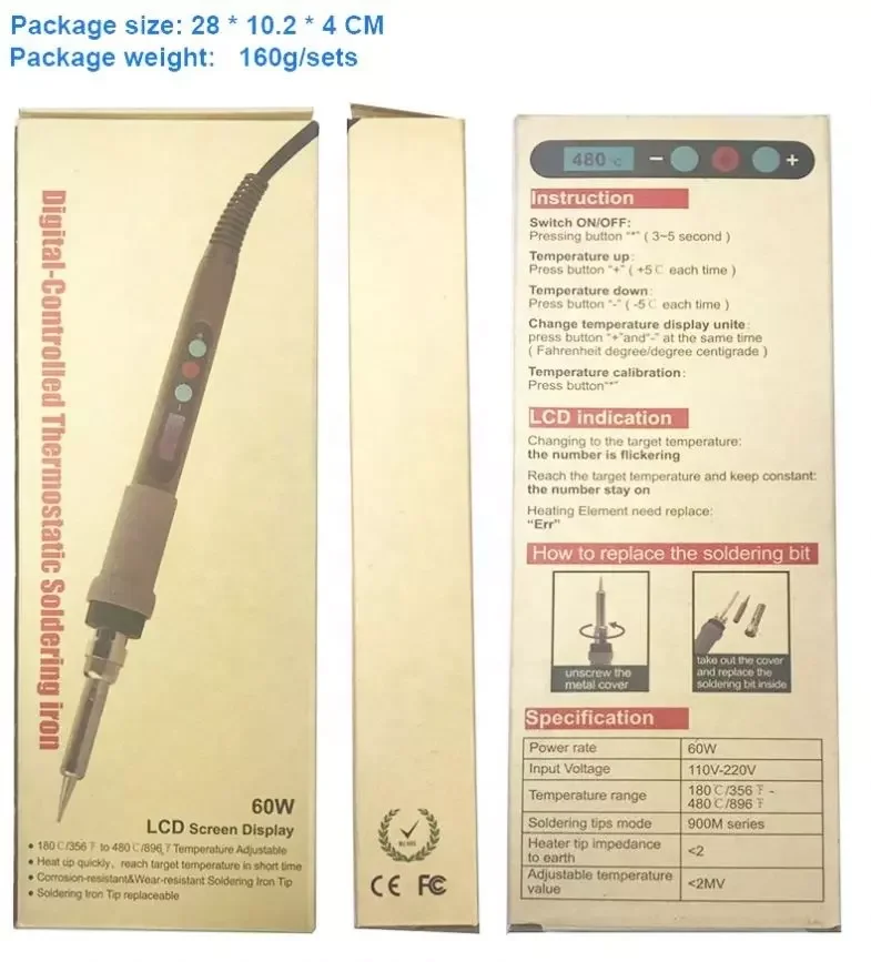 Professional Portable Electric Soldering Iron 60w Adjustable ...