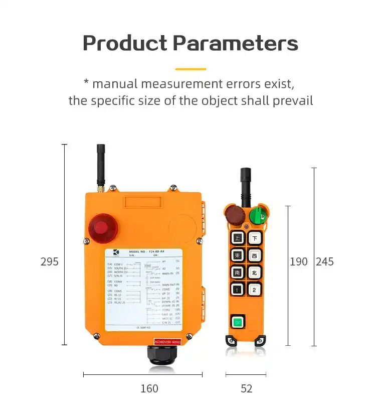 8 Channel Telecrane Remote Control - DIRK F24-8D Wireless
