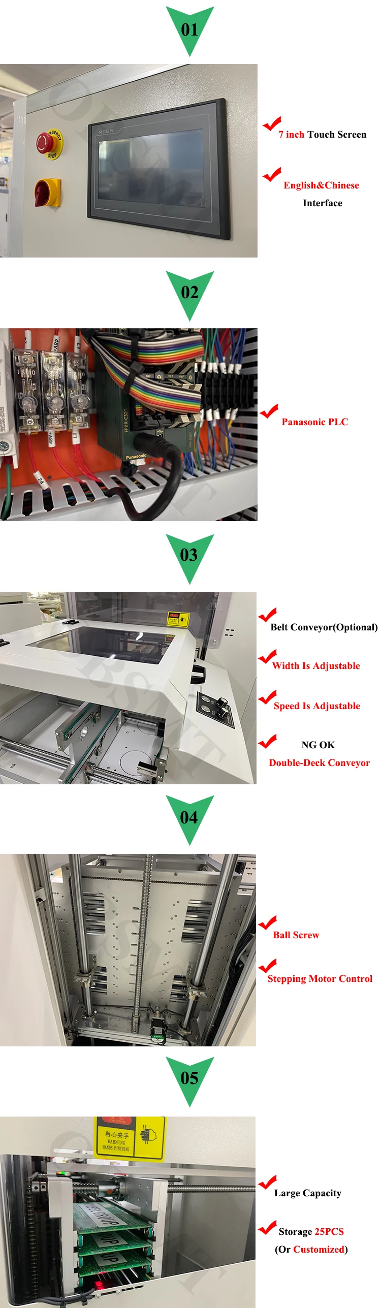 Multi Function Pcb Buffer Pcb Belt Conveyor Smt Loader With Large ...