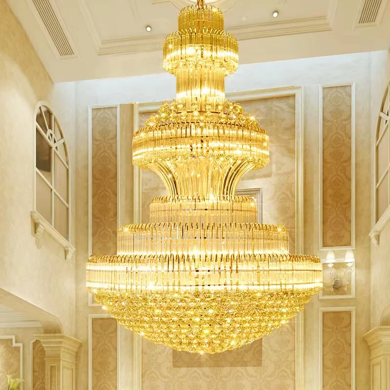 Modern gold Led Luxury light hotel Chandeliers Large k9 Crystal islamic ...