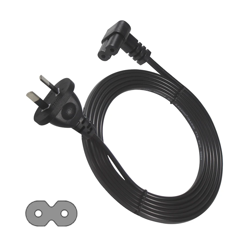 Right Angle Iec C7 SAA H03vvf 2G075mm2 Wire 2 Pin Iec C7 Ac Power Cord ...