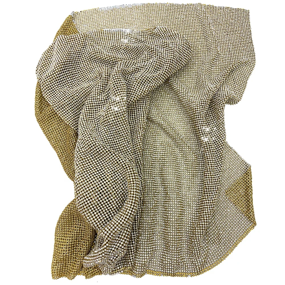 S556 Fashion Rhinestone Mesh Fabric For Making Dress Crystals Metallic ...