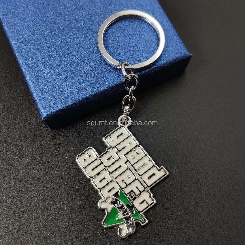 Hot Sale Keychain Grand Theft Auto V Logo Keyring Llavero Metal Pendant ...