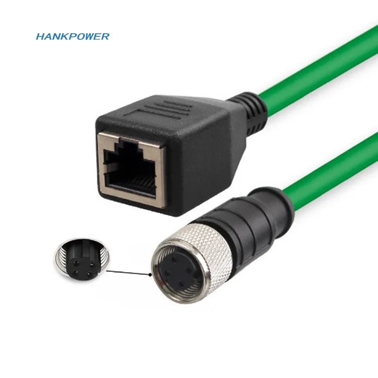 Right Angle M12 D Code 4pin Male To Rj45 Male Industrial Ethernet Cat6 ...
