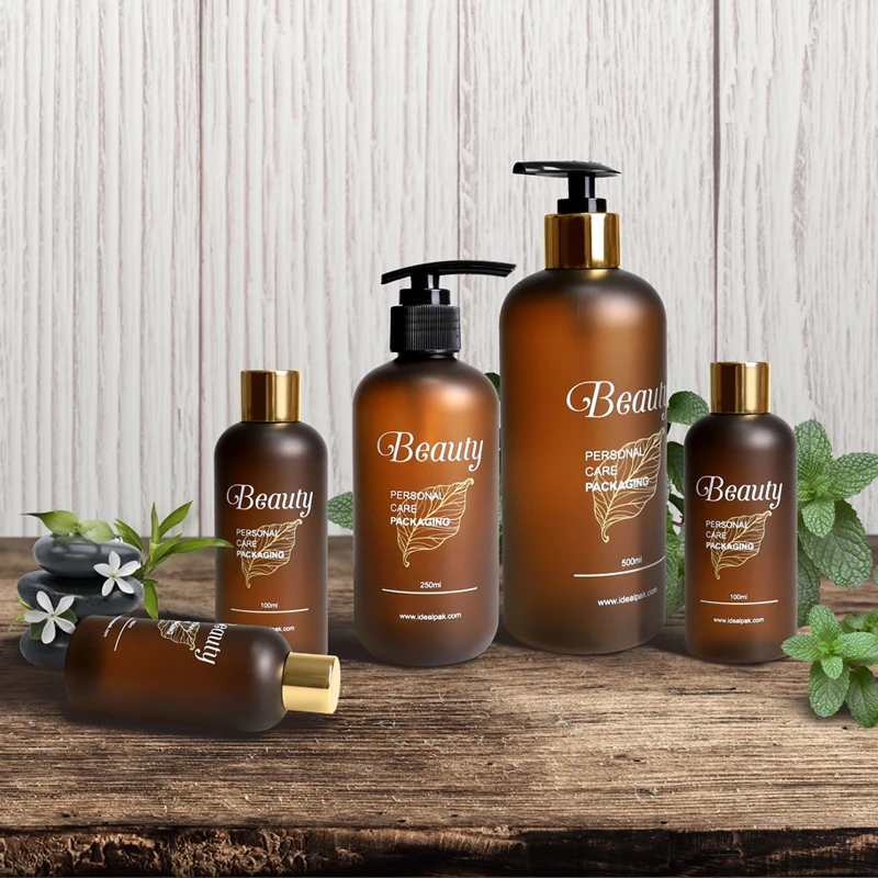 Custom Luxury Amber Shampoo Bottles - 300ml PET Plastic