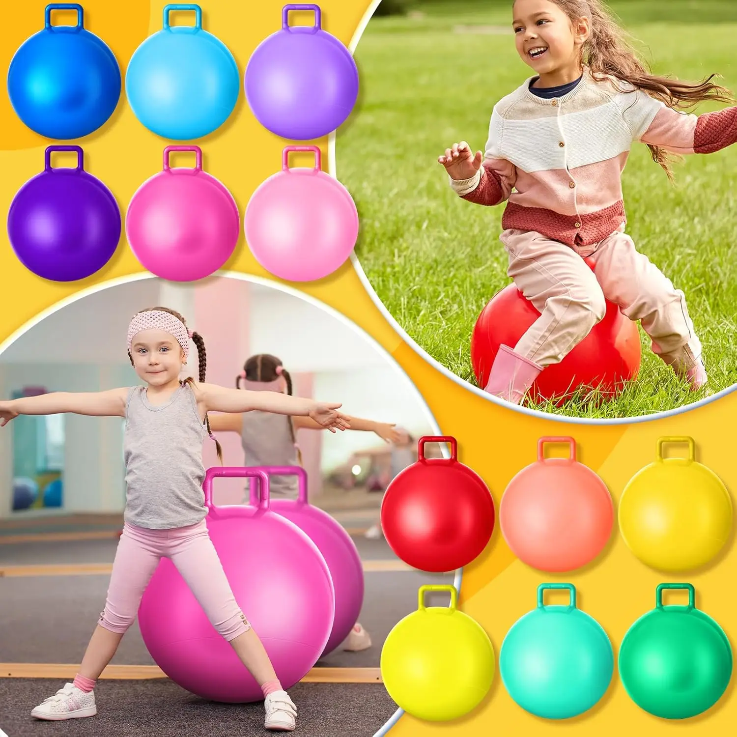 18 Inch Outdoor PVC Hopper Ball Bouncy Ball with Handles Air Pump ...