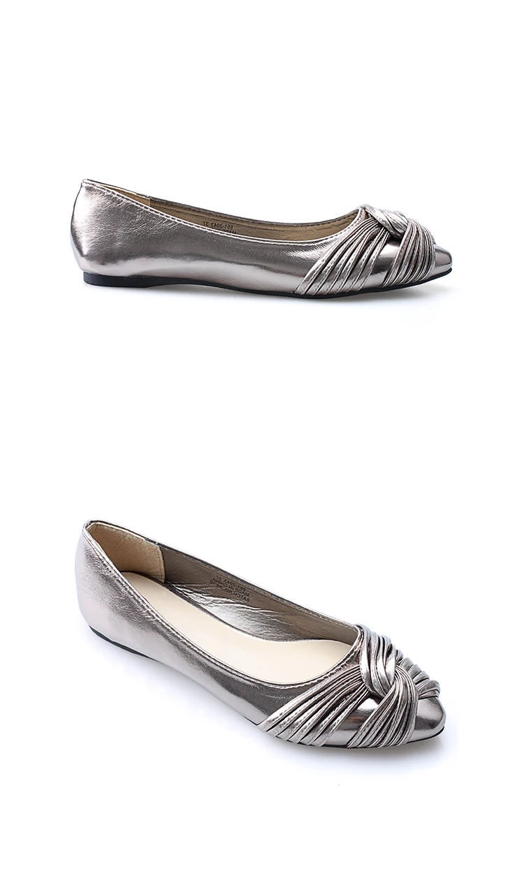 Stock 2023 The Fashion Women Sharp Toe Twist Pu Shining Bow Comfortable ...