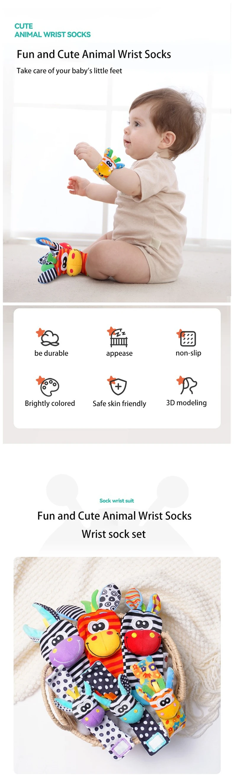 Baby Soft Rattle Wrists,Foot Rattles Finders Socks Set Hand Arm Baby ...