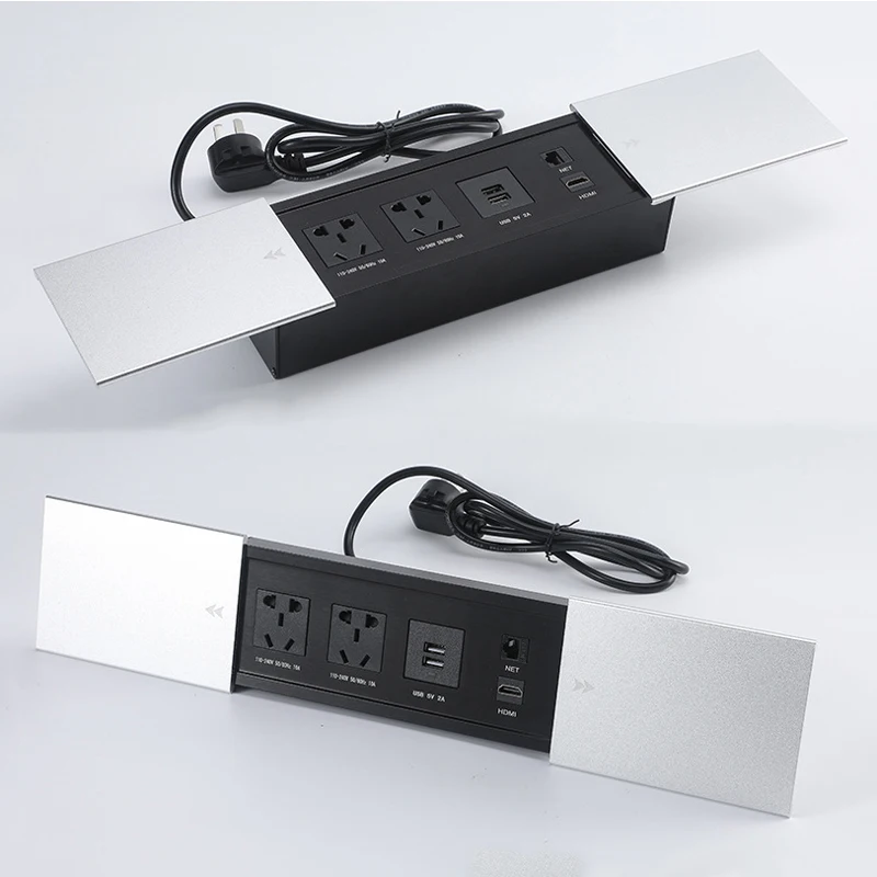 Customized Tabletop Hide Embedded Sliding Open Lid Power Grommets ...