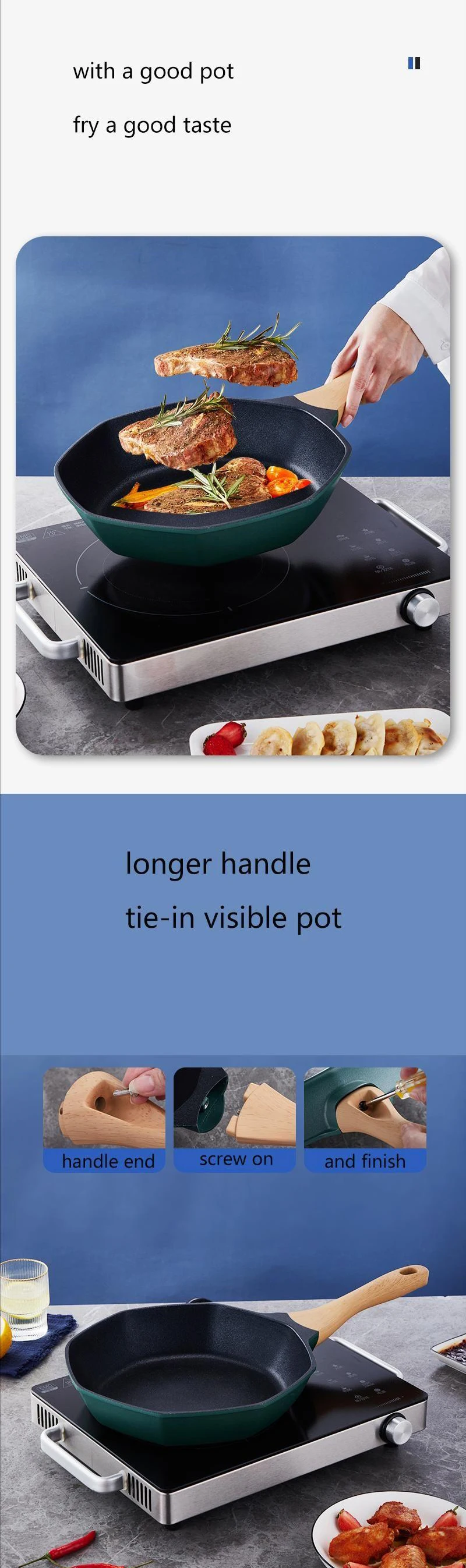 Durable Fry Pan With Beech Handle Insulation Frying Pan Non Stick Tie ...