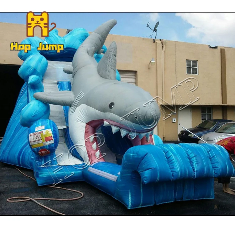 Blue Shark Inflatable Water Slide Summer Funny Backyard Inflatable ...