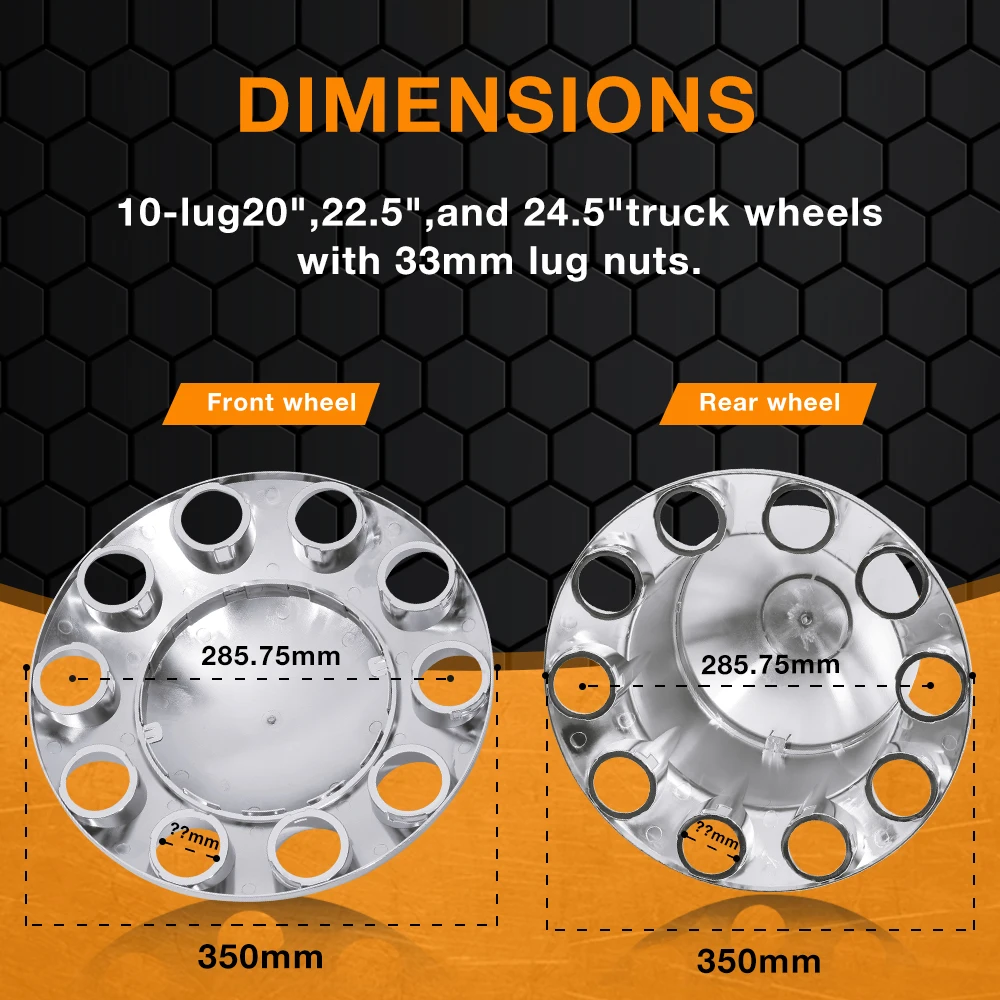 Truck Wheel Hubcap 2 Front And 4 Rear Abs Chrome Axle Cover Kit With 60 ...