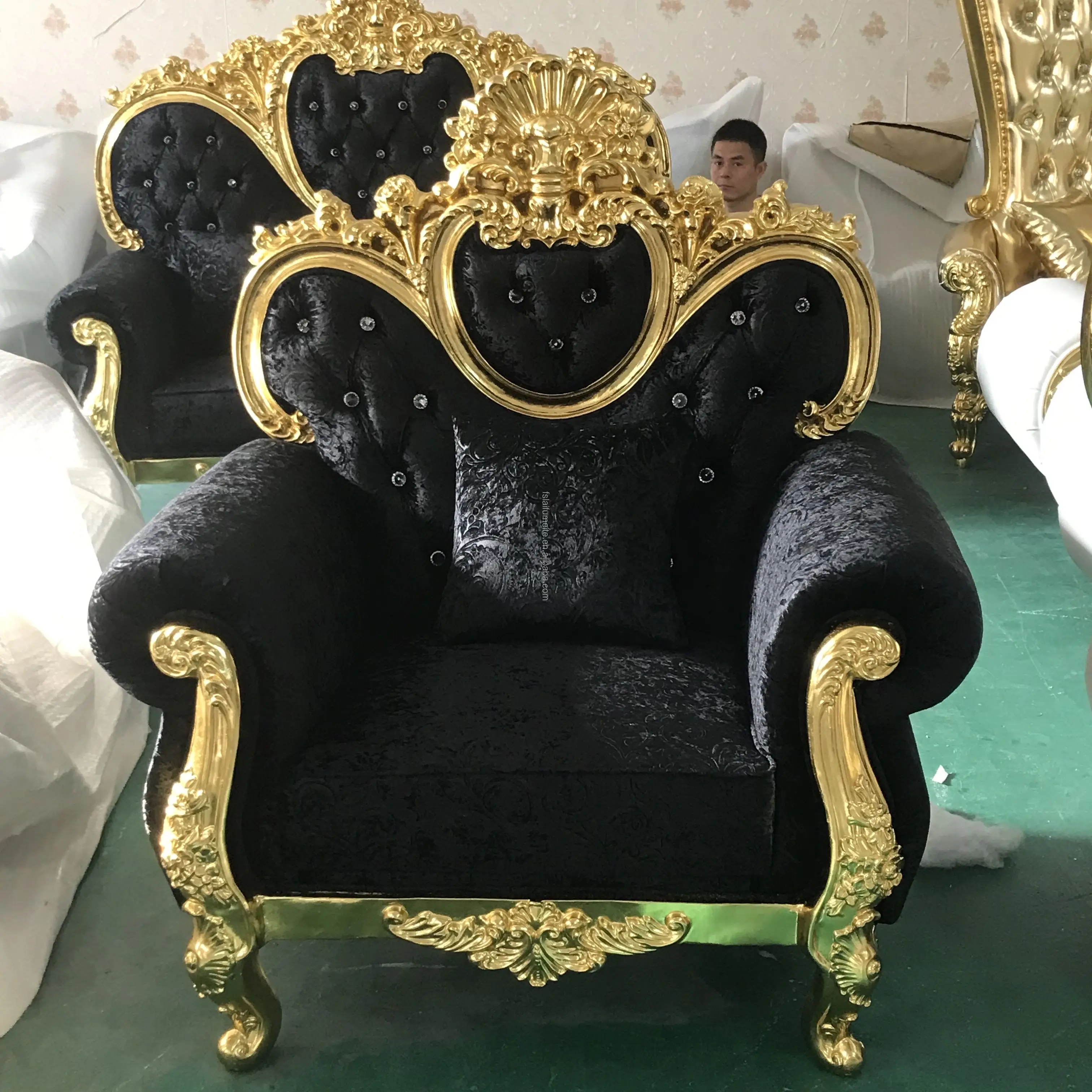 Luxury Royal Wooden Frame Throne Sofa for Wedding & Events