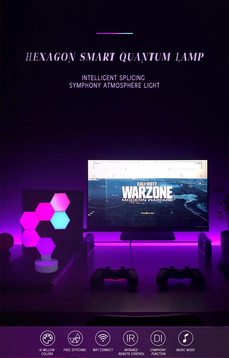 Custom Smart Diy Hexagon Wall Lights Table Light Geometry Hex Lights ...