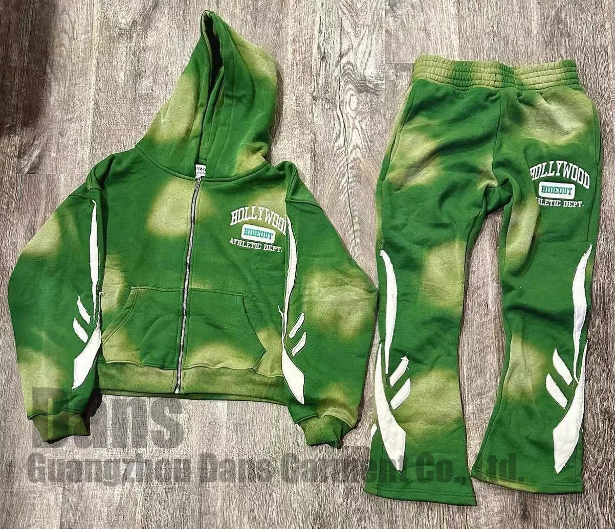 Custom Applique Patch Embroidery Jogger Tracksuits Acid Wash Sun Faded ...