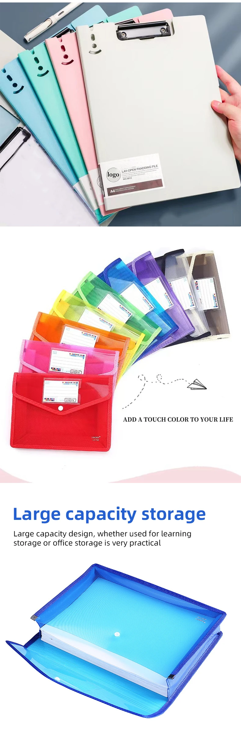 F1743 Transparent PP Zipper A4 File Arrangement Bag Wholesale Document ...
