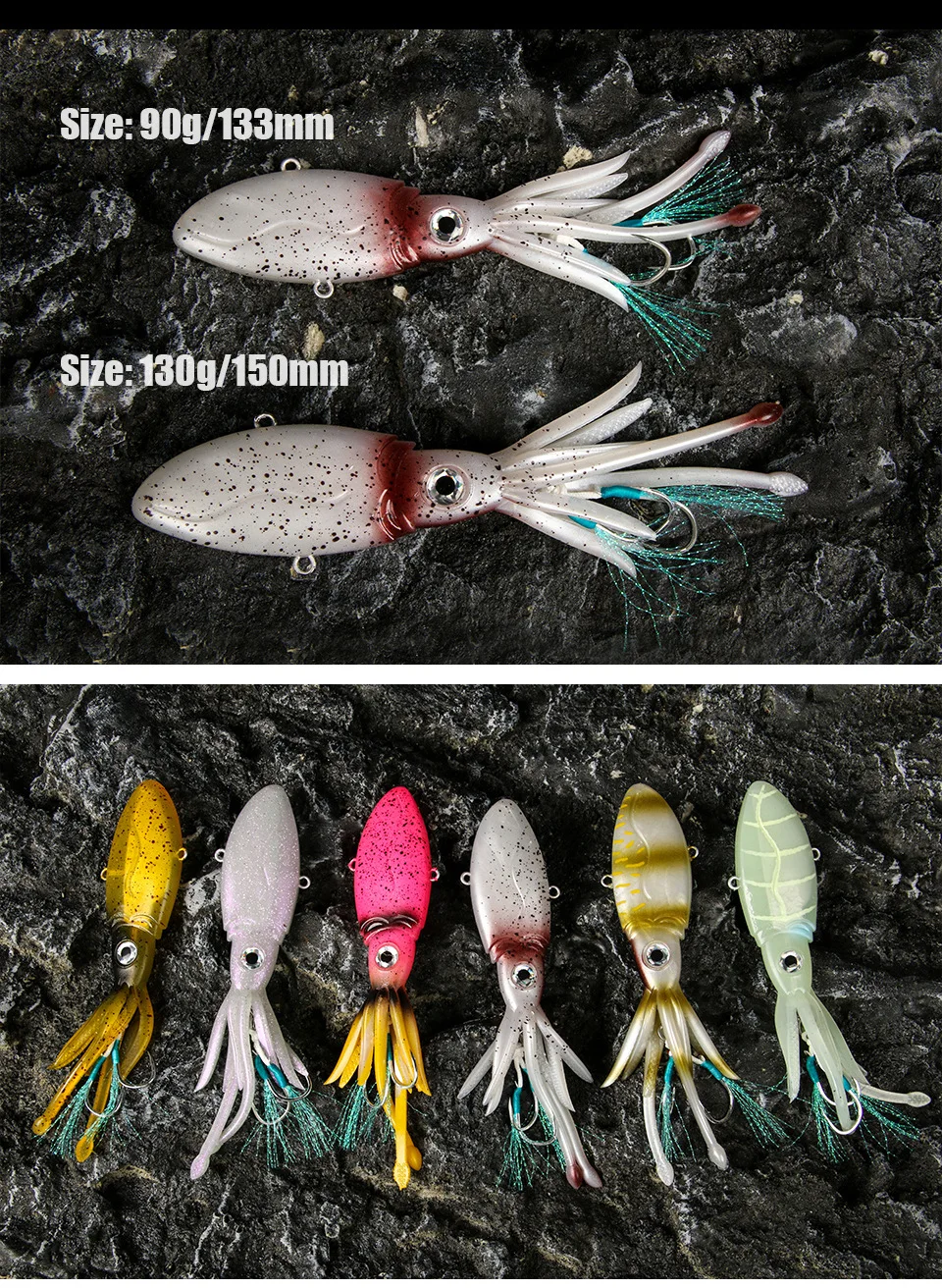 Wholesale 90/130/170/200/250g Squid Runner Jigging Lure with Luminous ...