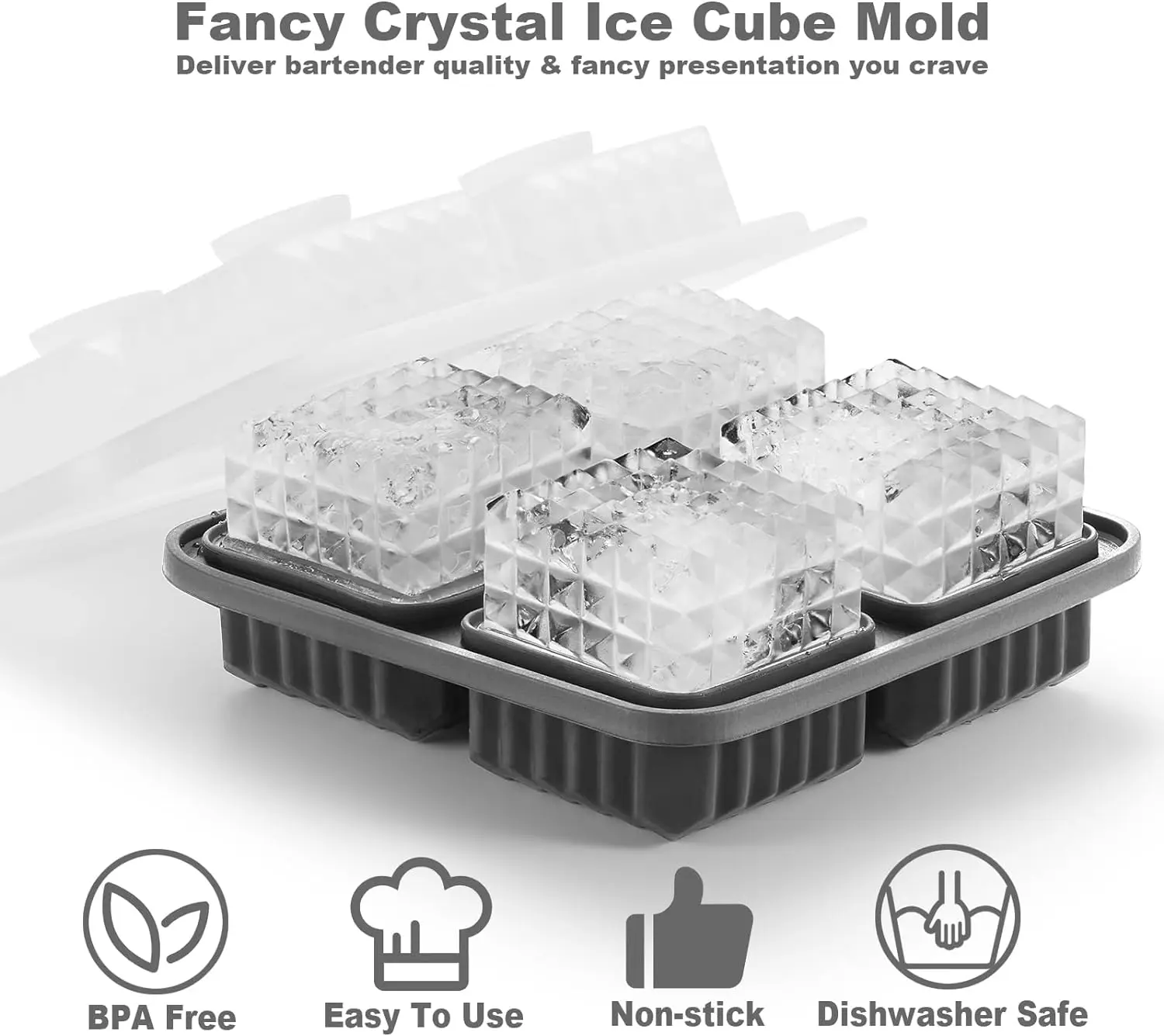 3d Square Ice Cube Tray Large Square Silicone Fun Shapes Whiskey Ice ...
