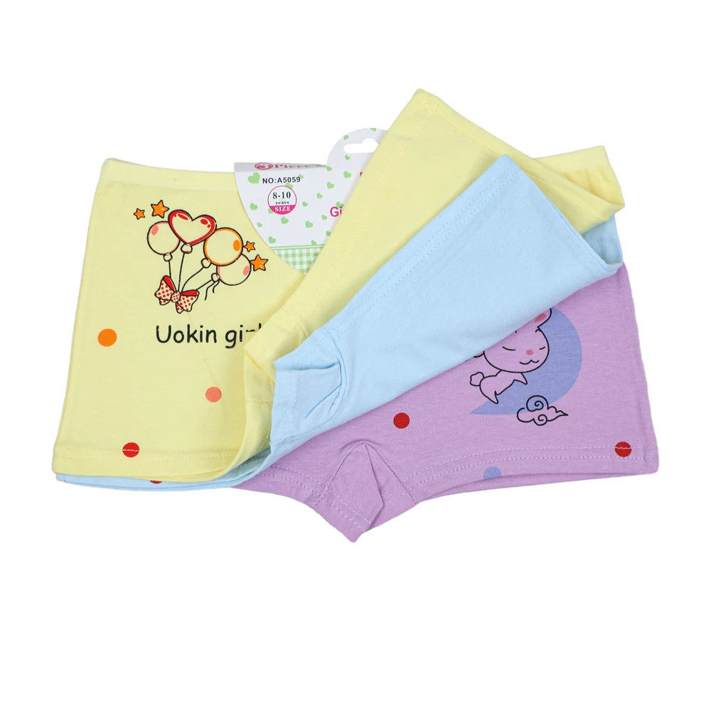 UOKIN Cute Cartoon Boxers for Girls 4-10 Years Cotton Underwear Shorts A5059