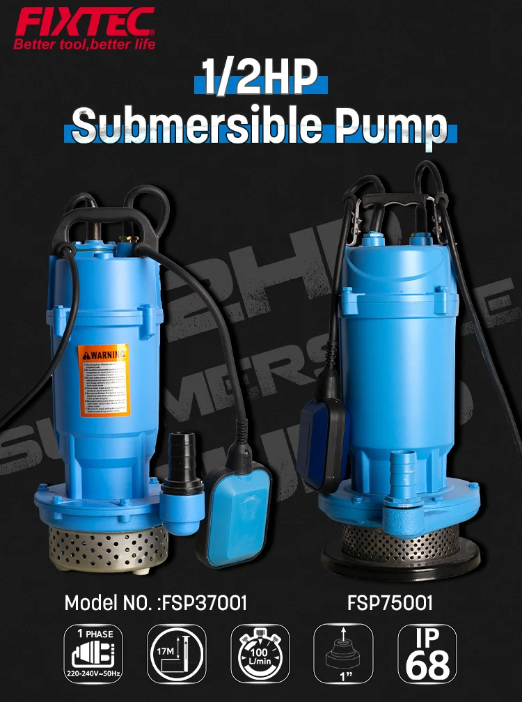 Fixtec 370w 0.5hp Thermoplastic Submersible Sump Pump Electric ...