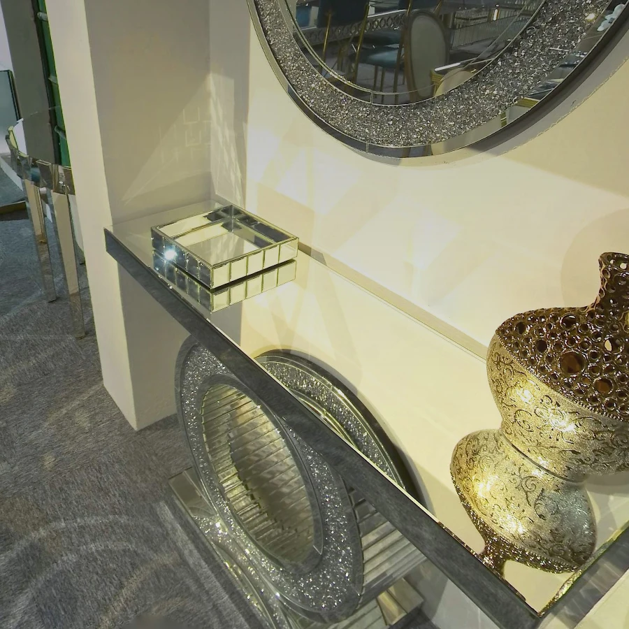 2022 Sparkle Mirrored O Shaped Console Table - Perfect for Home & Hotel