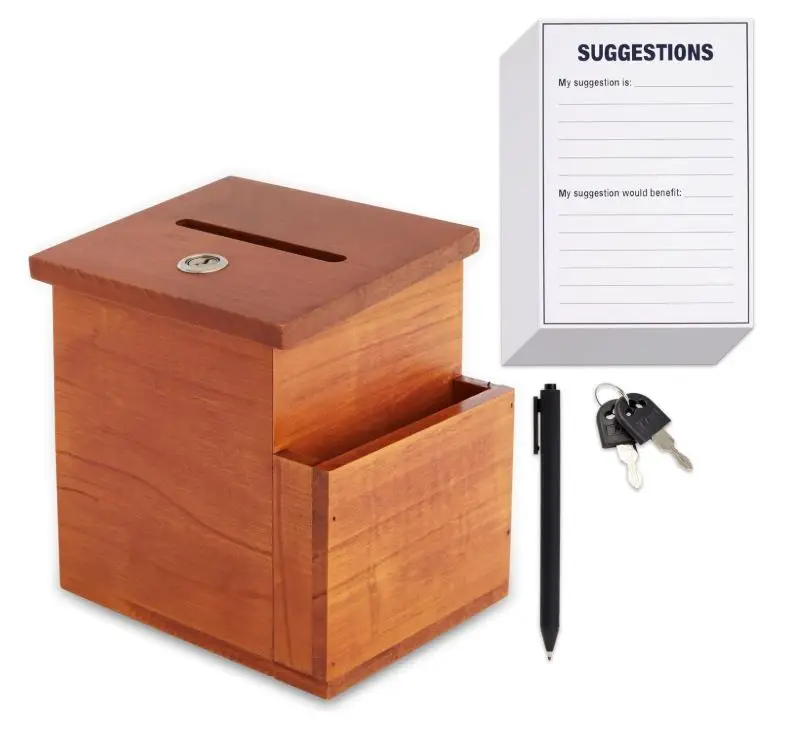 Modern Design Wooden Suggestion Box With Lock Brown Ballot Box For ...