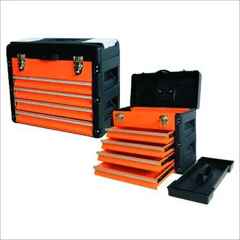 Orange Steel Box With Compartments Lid Metal Tools Storage Tool Cabinet ...