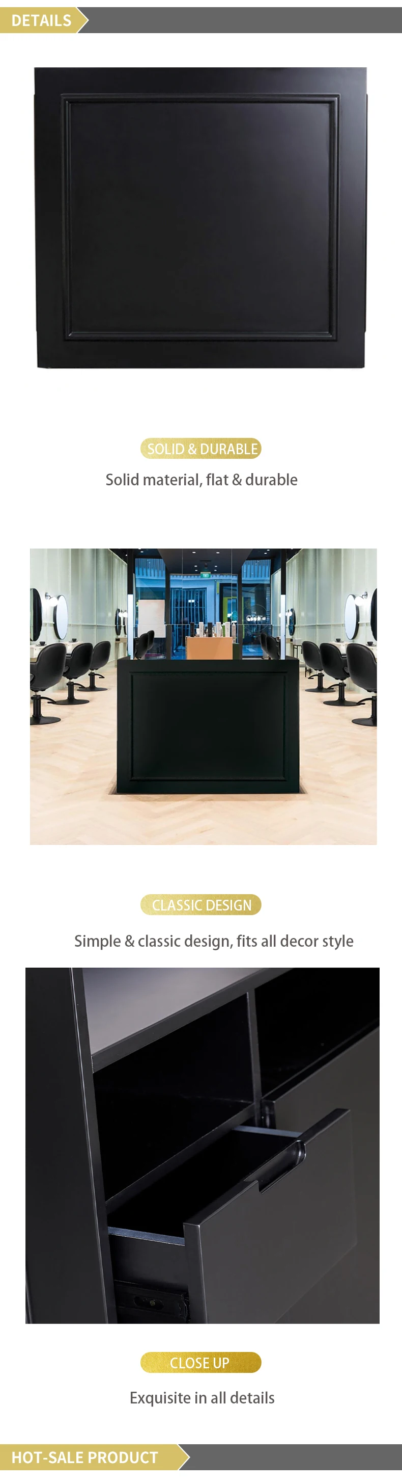 Stylish & Functional - Small Modern Black Reception Desk