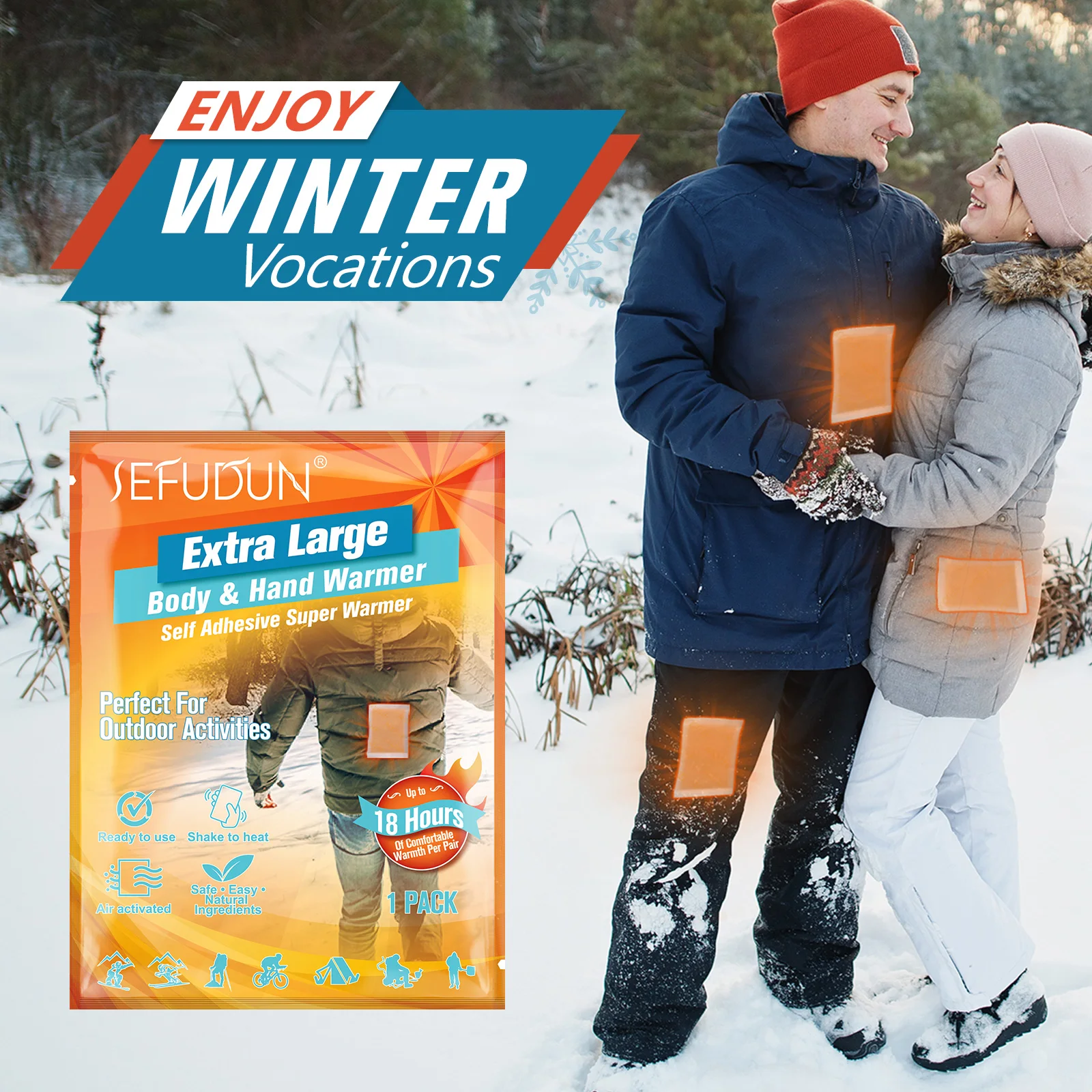 Sefudun Long Lasting Heat Pack Outdoor Activities Self Heating Body ...