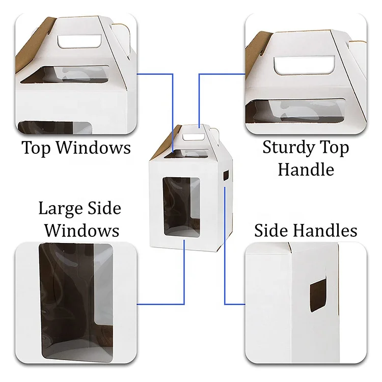 Rectangular 6 8 10 12 14 Inch Custom Tall Black Cake Box With Window ...