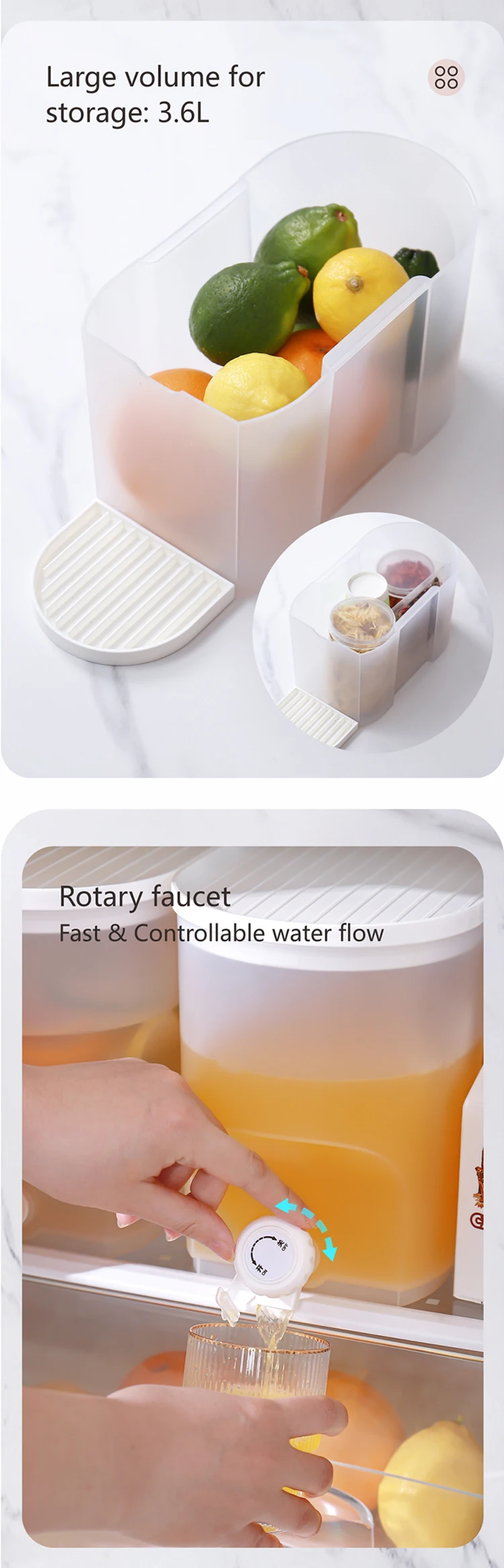 5 Litre Jugs With Tap & Set Of 5l With 3.6l Pp Food Grade Fridge Use ...