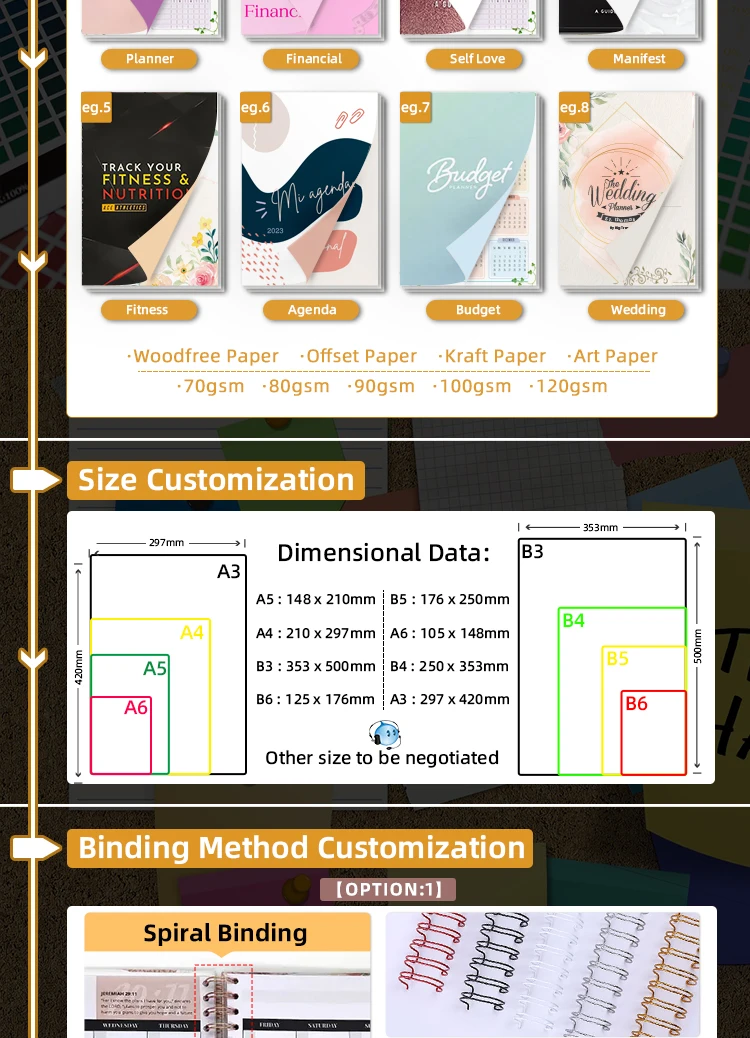 Custom Logo Printing 2025 2026 A5 Spiral Goal Life Journal