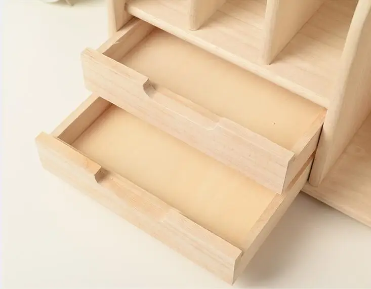 Bamboo&wood Desk Organizer File Storage Multilayer Drawer Stationery ...